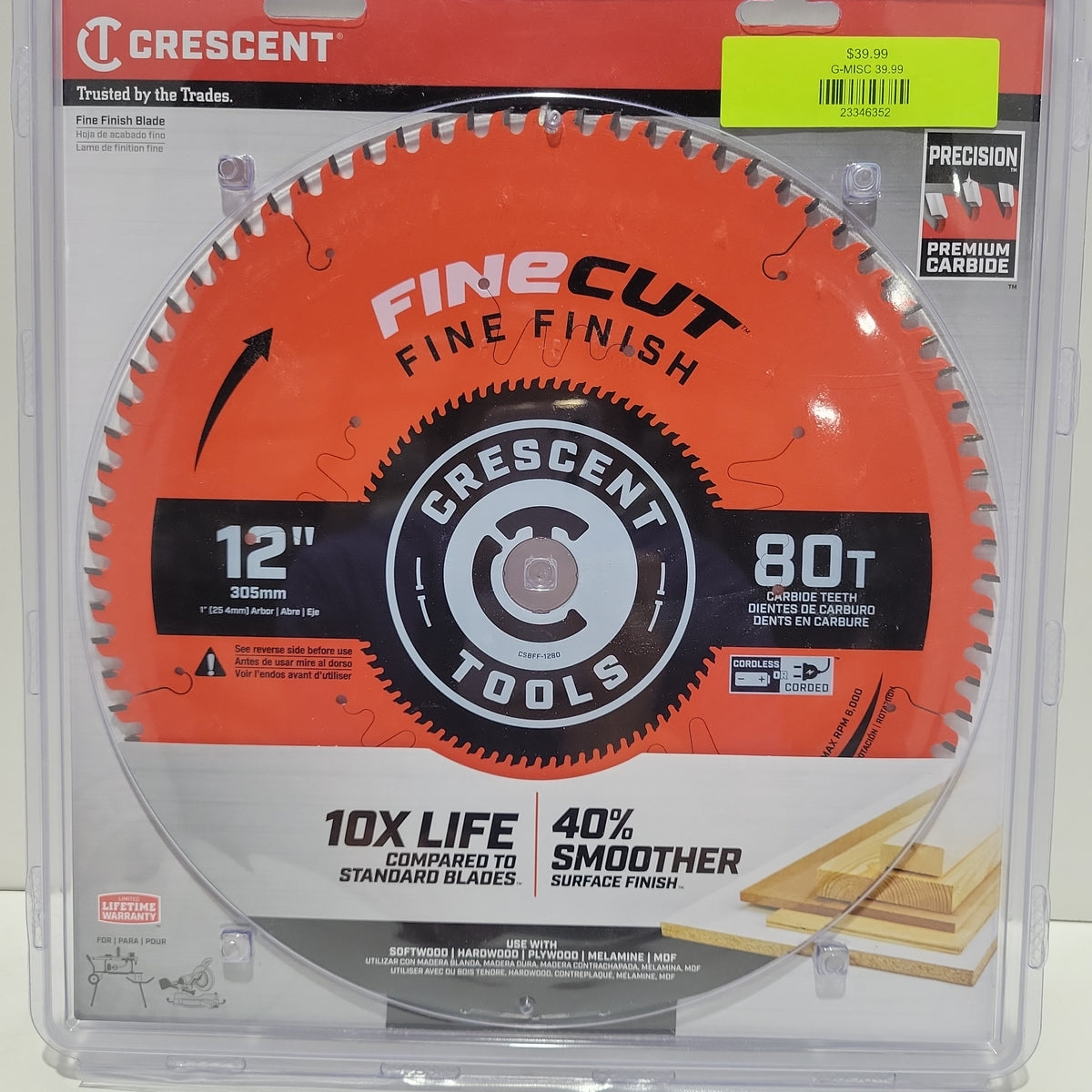 Crescent, 12-in, 80-Tooth, Premium Carbide, Circular Saw, Blade, CSBFF ...