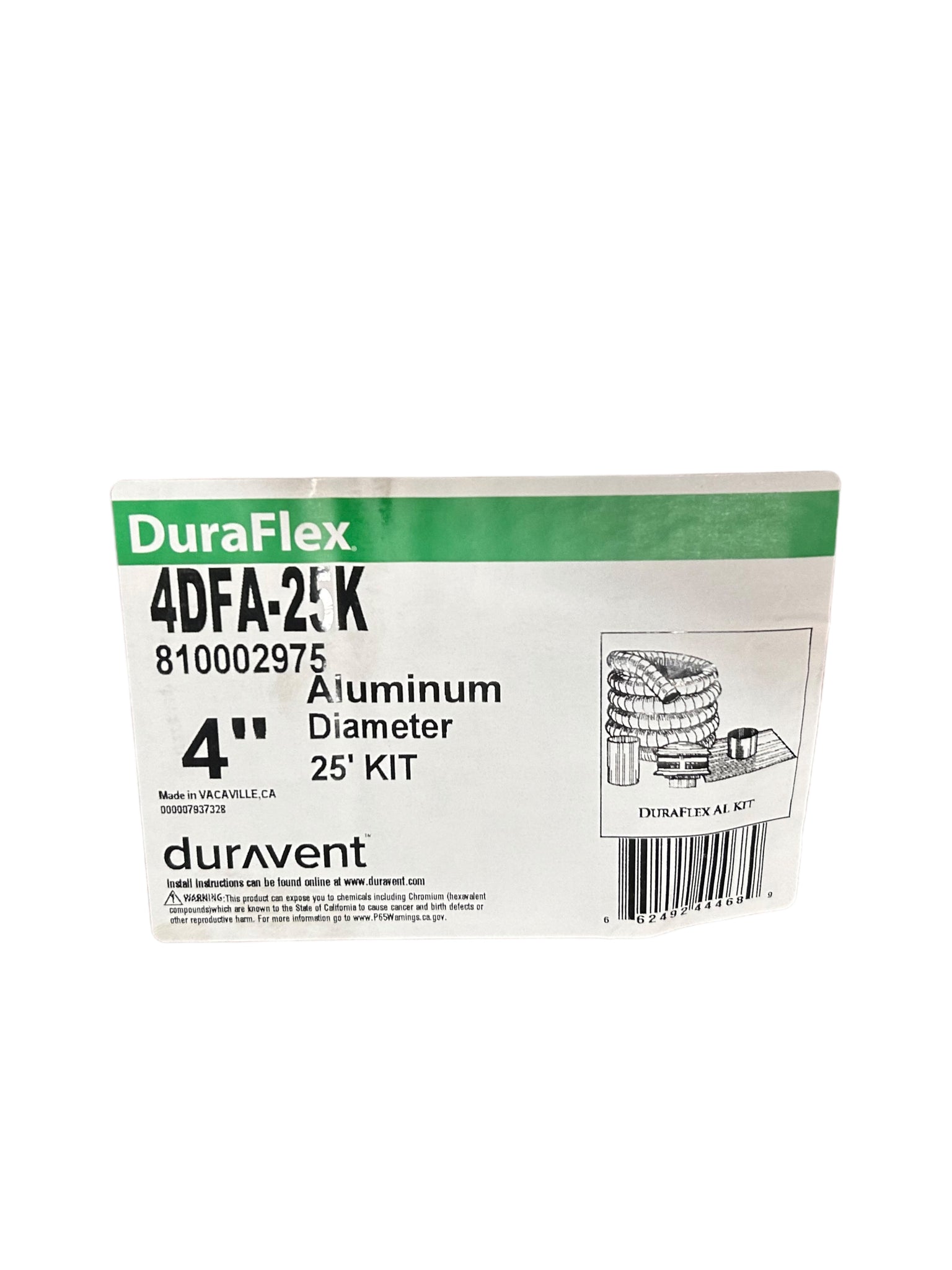 DuraVent, DuraFlex, 4DFA-25K, Aluminum Liner Kit, 4" x 25 ...