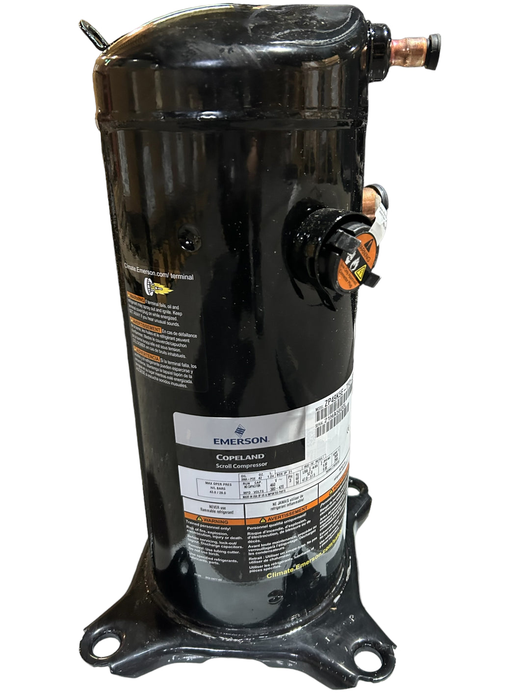 Copeland, Scroll, Compressor, ZP49K5E-TFD-830, 49000 BTU ...