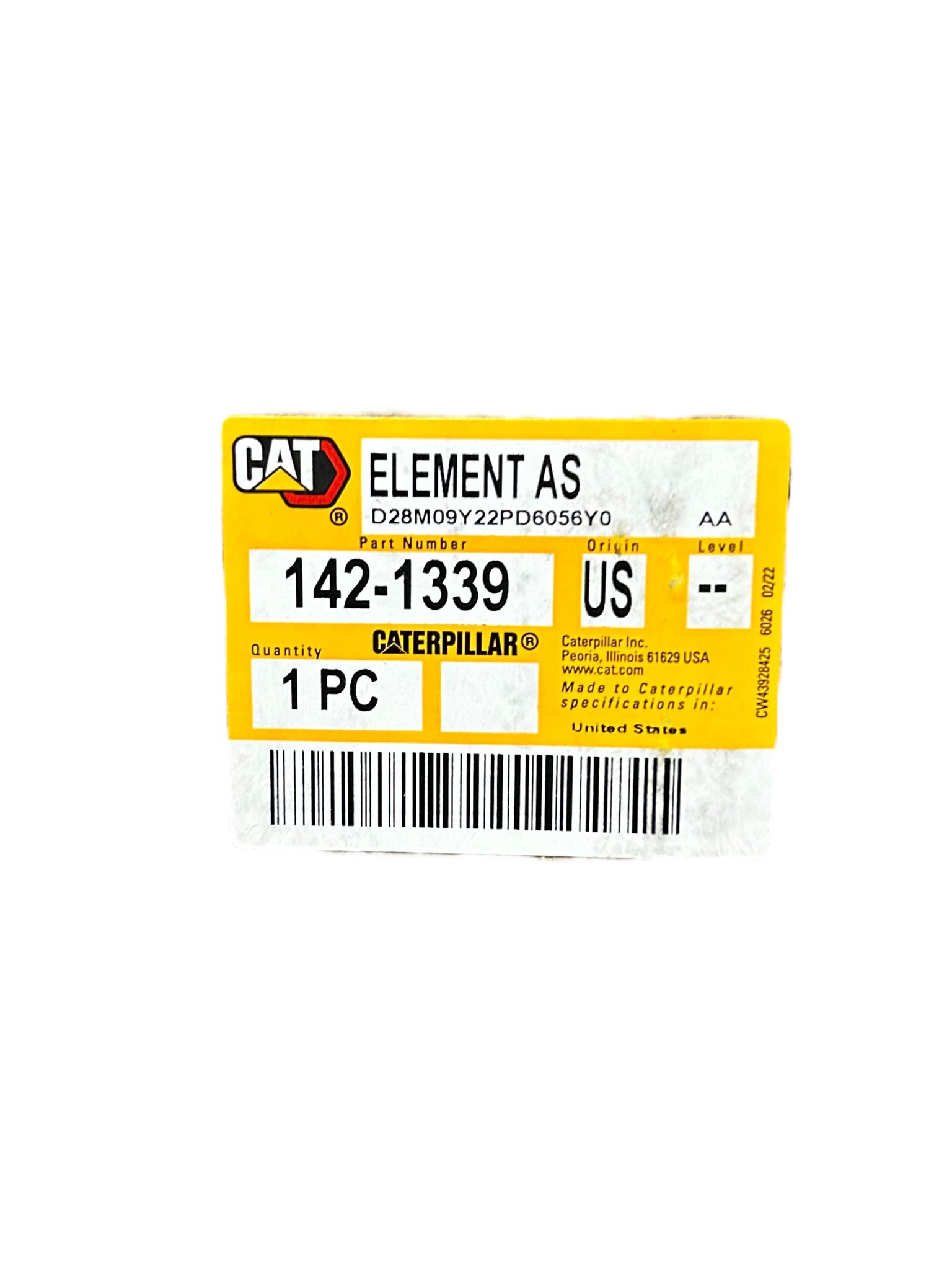 CATERPILLAR, 142-1339, PRIMARY, STANDARD EFFICIENCY, ENGINE AIR FILTER ...