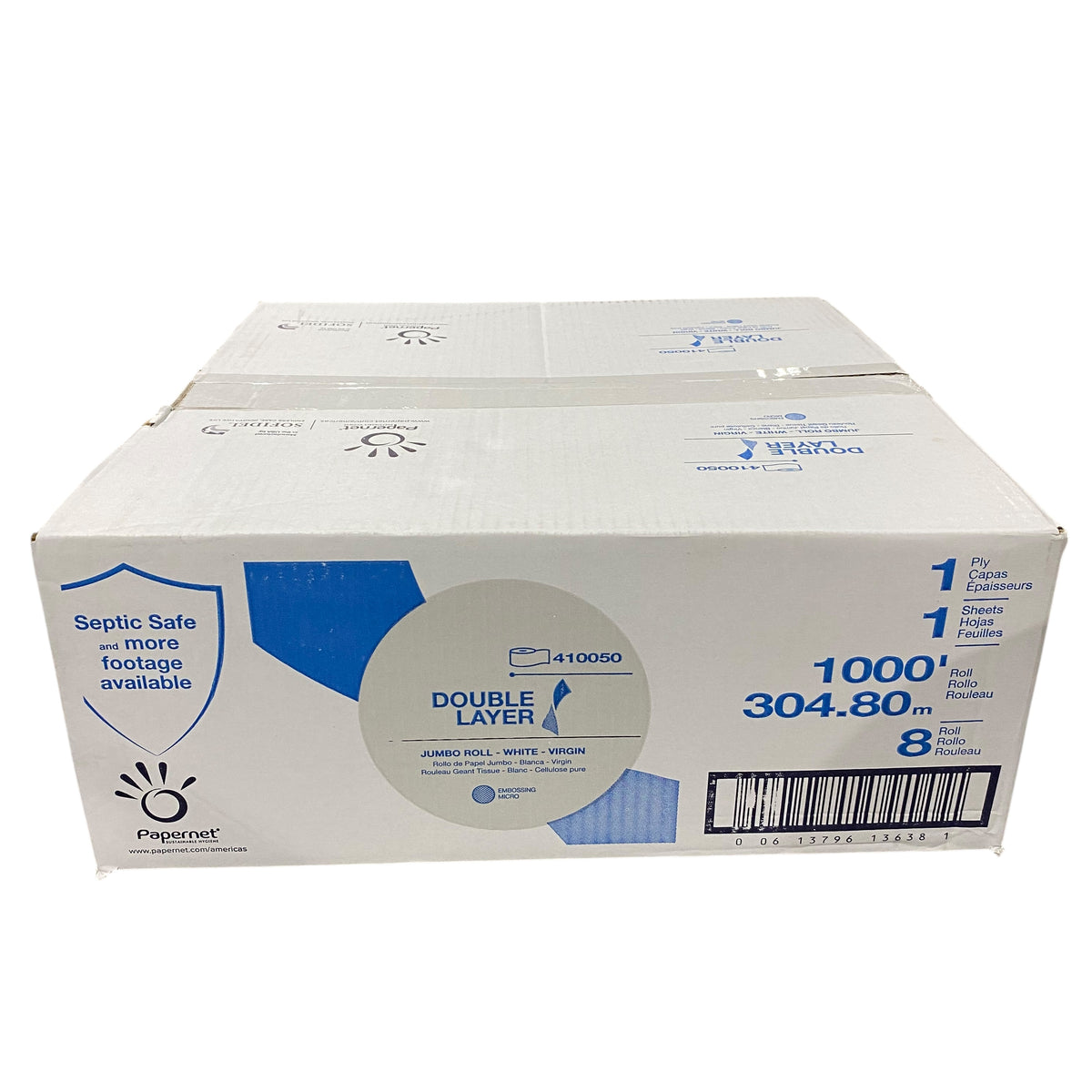 Papernet, 410050, 1-Ply, Jumbo, Toilet Paper, White, 8 rolls/case ...