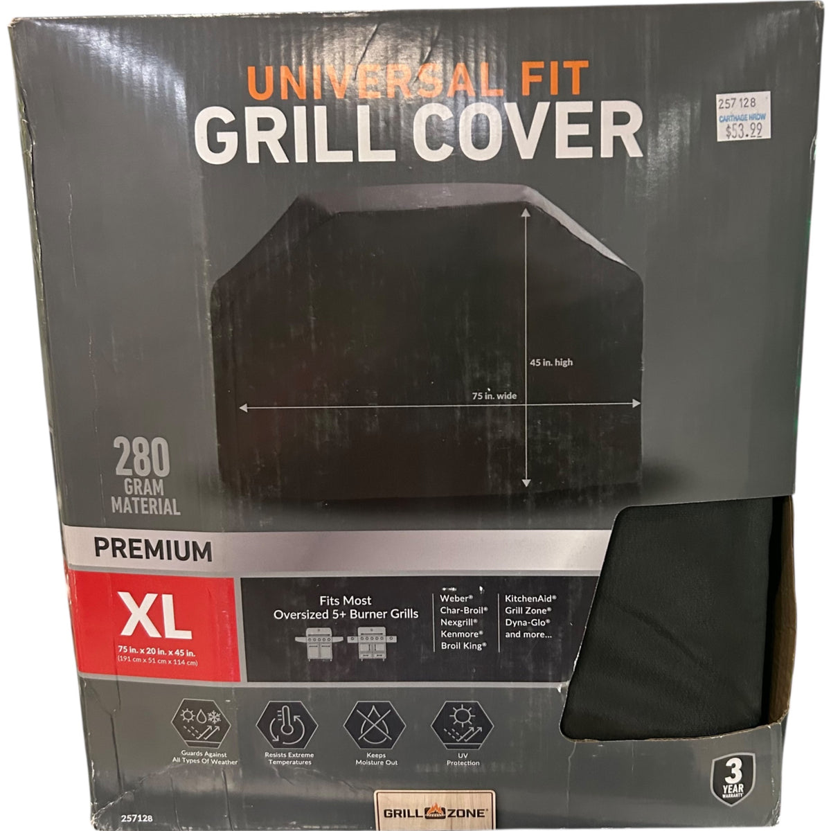 Mr. Bar‑B‑Q 257128 — Grill Zone Premium Grill Cover, Black, Extra Larg ...