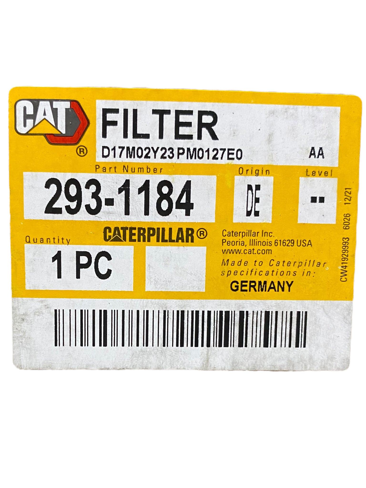 Caterpillar, 293-1184, Cabin Air Filter (CAT) | Freeman Liquidators