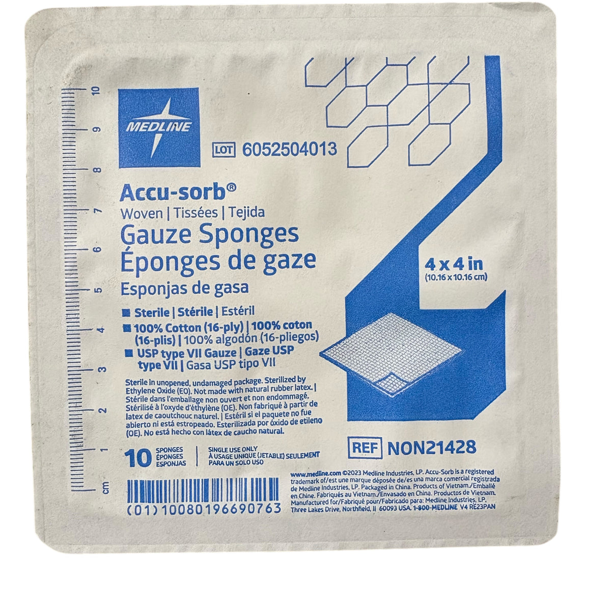Medline, NON21428, Gauze Sponge, 4"x4", 16-Ply, Sterile, Case of 1280 ...