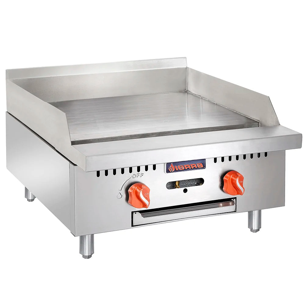 Sierra Range SRMG-24 24" Gas Griddle w/ Manual Controls - 3/4" Steel P ...